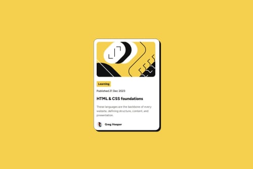 Frontend Mentor Blog Preview Card Using Css Grid And Flexbox Coding 6615