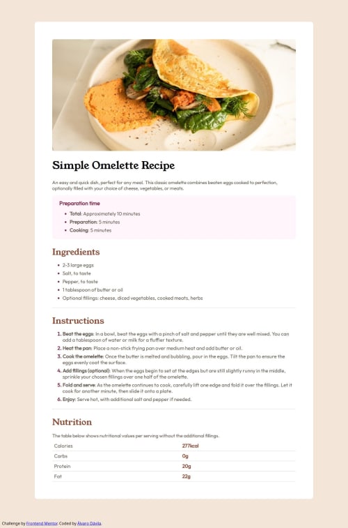 Responsive recipe page using HTML and CSS coding challenge solution