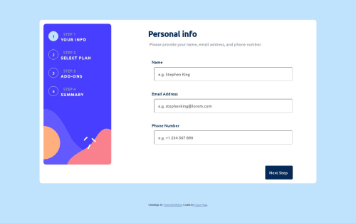 Frontend Mentor | Advanced multi-step form using just Html, CSS and JavaScript. coding challenge ...