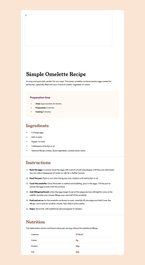 Recipe-page solution using html and css coding challenge solution | Frontend Mentor