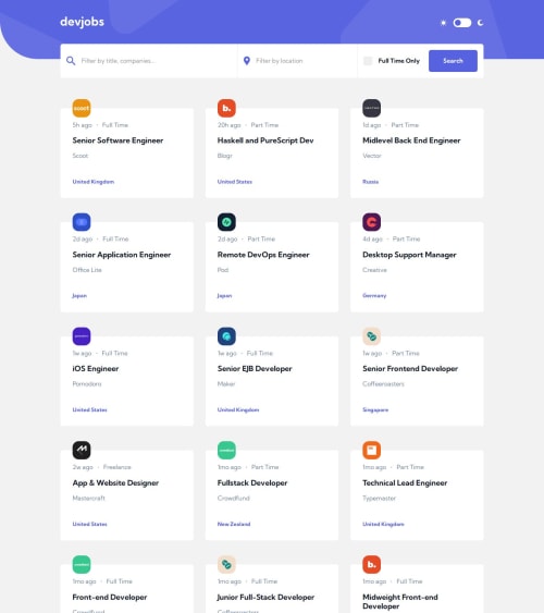 Frontend Mentor | Devjobs web app with Vue 3 coding challenge solution