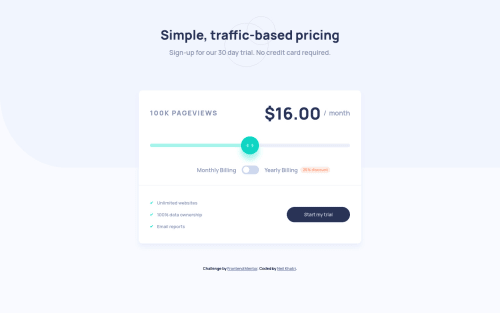 Frontend Mentor | Interactive Pricing Component using flexbox coding challenge solution