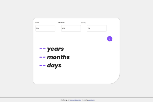 Frontend Mentor | Age Calculator using HTML CSS and JS coding challenge solution
