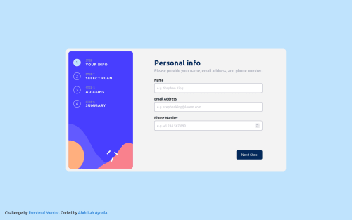 Responsive Multi-Step Webpage Built Using HTML, CSS and JAVASCRIPT coding challenge solution ...