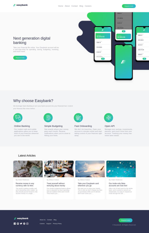 Frontend Mentor | Easy bank-landing-page using HTML CSS & JS coding challenge solution