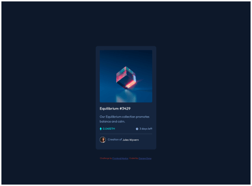 Frontend Mentor Responsive Ntf Preview Card Using Html And Css Coding 0188