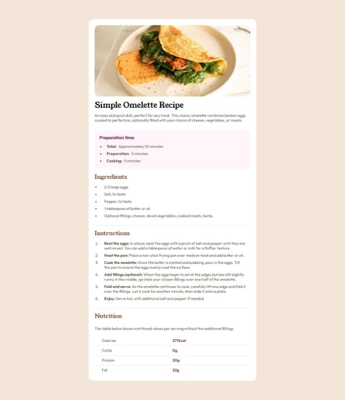 Frontend Mentor | Simple Omelette Recipe, HTML, CSS, P1NU coding ... Frontend Mentor | Simple Omelette Recipe, HTML, CSS, P1NU coding ...