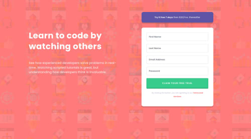 Intro Component with Signup Form using HTML, CSS, JS coding challenge solution
