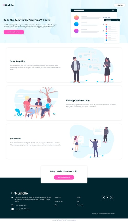 Frontend Mentor | Huddle Landing Page With Alternative Blocks coding challenge solution
