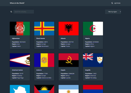 REST Countries API with color theme switcher with React coding challenge solution | Frontend Mentor