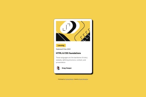 Frontend Mentor | Blog Preview Card using Flexbox coding challenge solution