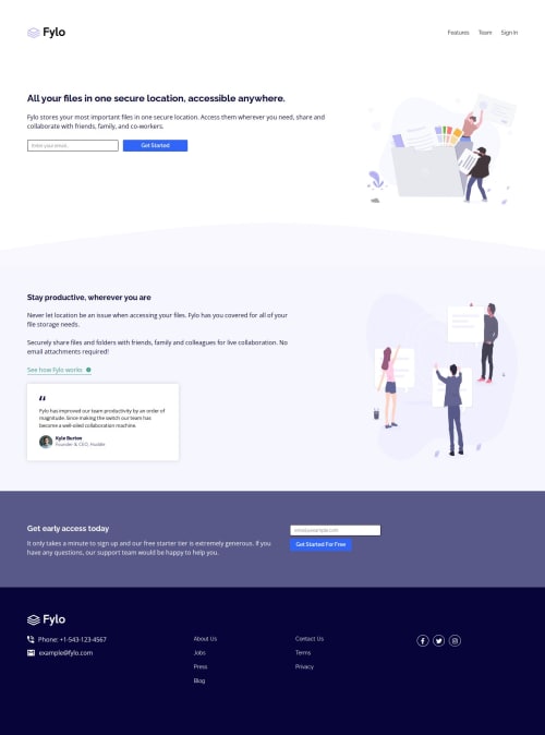 Frontend Mentor | Fylo Landing Page With Two Column Layout coding challenge solution