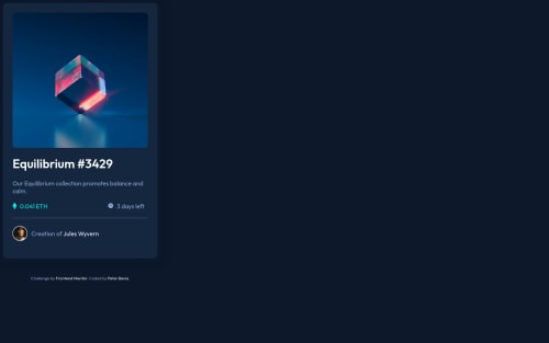 NFT Card with CSS and HTML coding challenge solution