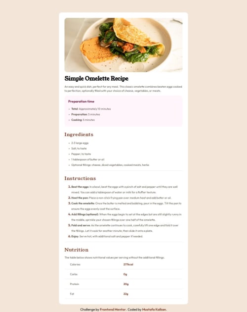 Responsive recipe page with CSS grid and flexbox coding challenge solution | Frontend Mentor