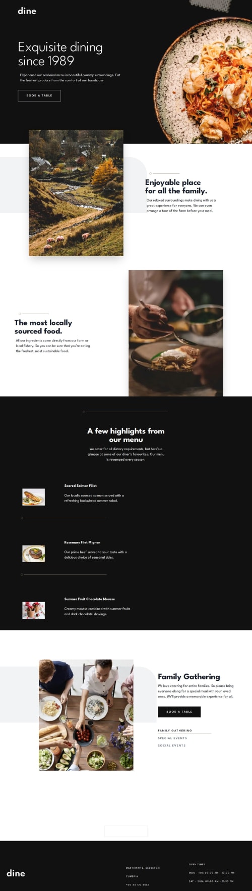 Frontend Mentor | Dine Restaurant Design with Next.js and tailwindcss coding challenge solution