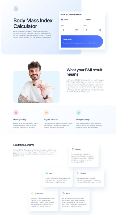 Frontend Mentor Body Mass Index Calculator Coding Challenge Solution