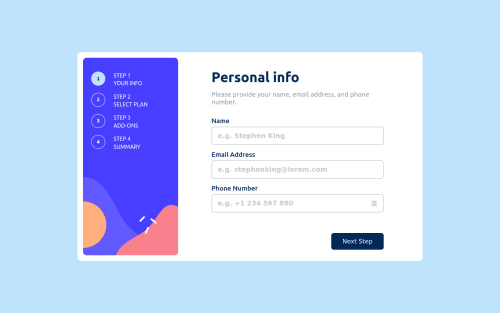 Responsive Multi-step-form with flex-box coding challenge solution ...