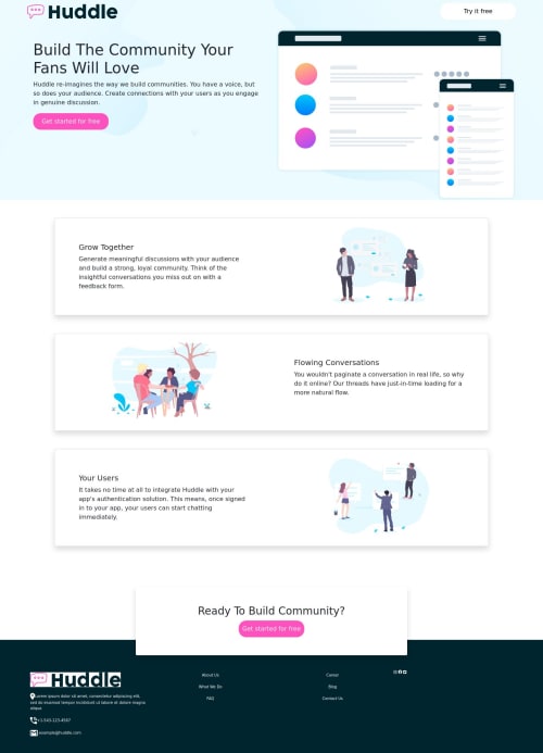 Frontend Mentor | Huddle landing page with alternative features coding challenge solution