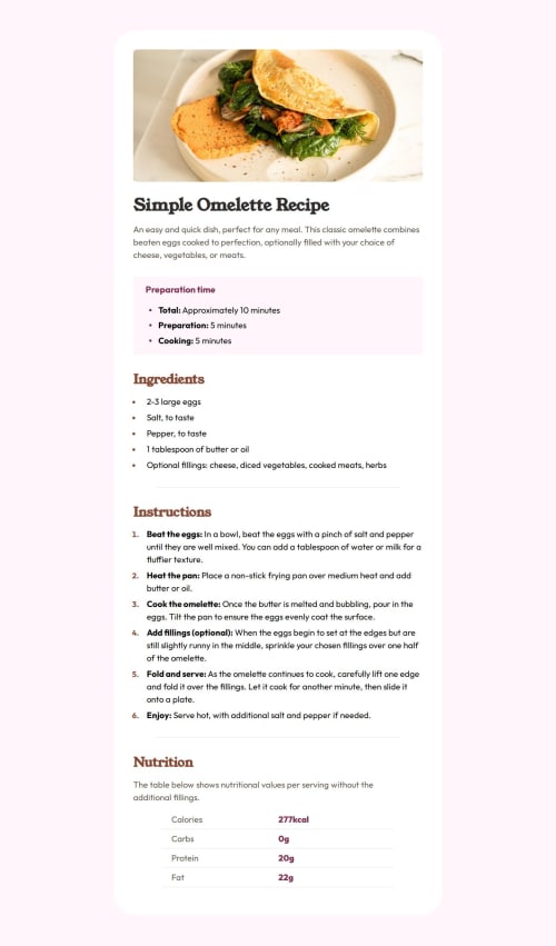 Frontend Mentor | Recipe Page using clamp() for width coding challenge ...