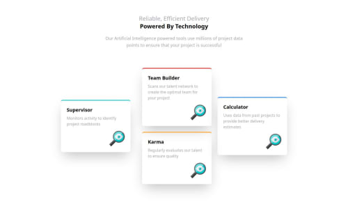 Four Card Feature Section using TailwindCSS and React coding challenge solution