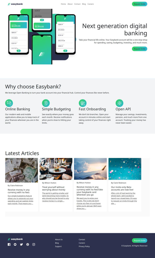Frontend Mentor Easybank Landing Page Coding Challenge Solution