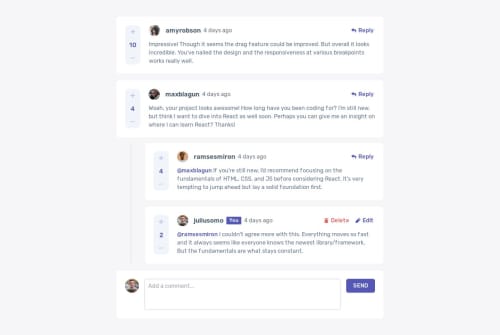 Interactive comments section with Next JS (a React framework) coding challenge solution