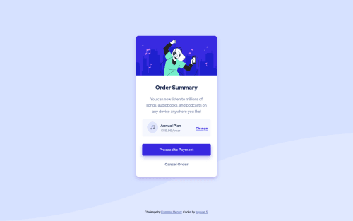 Responsive order summary page using html and css coding challenge solution