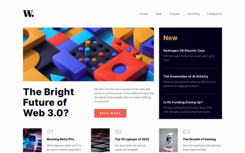 Frontend Mentor | Responsive News website using CSS-grid and Flex-box coding challenge solution