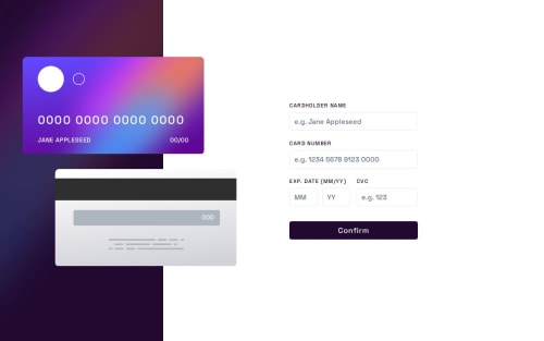 Responsive Interactive Credit Card Details Form coding challenge solution | Frontend Mentor