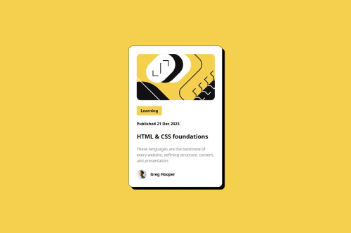 Blog preview card using CSS flexbox coding challenge solution | Frontend Mentor