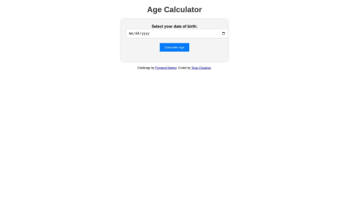 "Age Calculator: Find Your Exact Age Instantly" (HTML, CSS, JS) coding challenge solution
