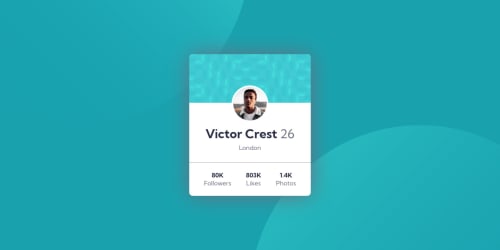 Profile preview card component using HTML, CSS, JS, FLEXBOX coding challenge solution