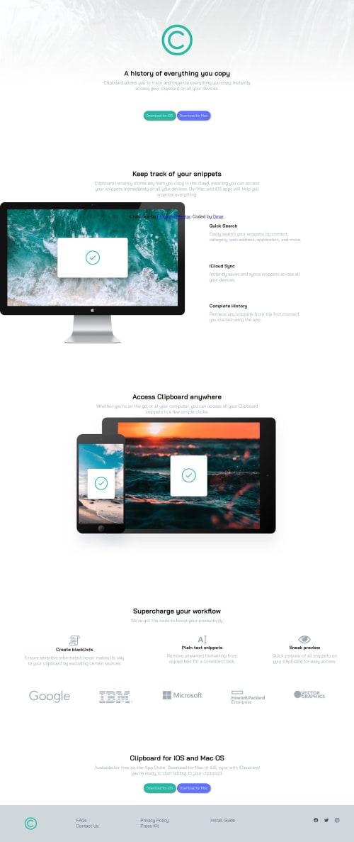 Frontend Mentor | Clipboard landing page master coding challenge solution