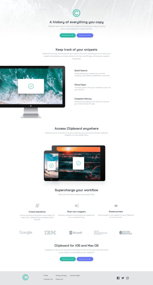 Frontend Mentor | Solution ClipBoard - Landing page coding challenge solution
