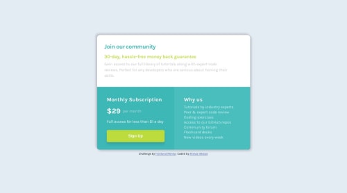 Frontend Mentor | Single-price-grid-component using CSS grid coding challenge solution