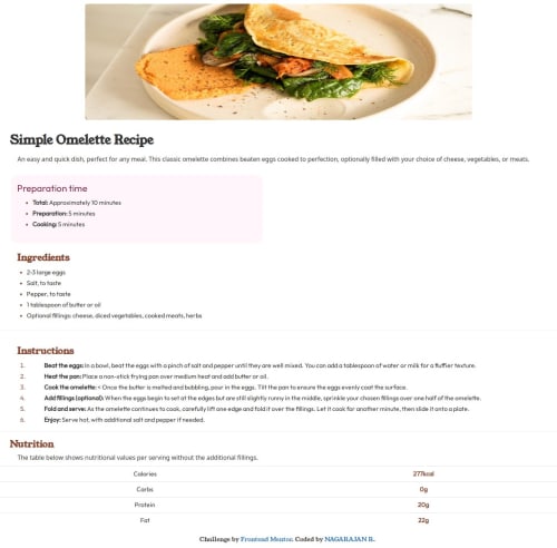 Frontend Mentor | RECIPE PAGE USING HTML AND CSS coding challenge solution