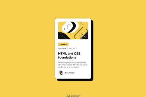 Responsive Blog Preview Card using HTML and CSS coding challenge solution