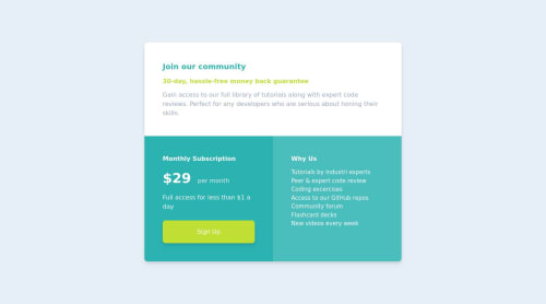 Frontend Mentor | Single price component with tailwind CSS coding challenge solution