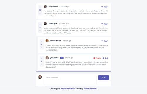 Frontend Mentor | Interactive comments section coding challenge solution