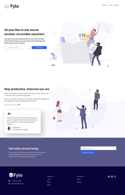 Frontend Mentor | Responsive fylo landing page coding challenge solution