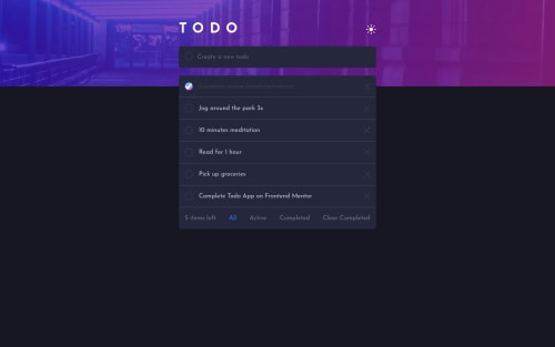 Frontend Mentor | Todo app Using React coding challenge solution
