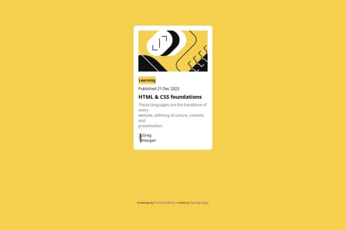 Blog Preview Card using HTML and CSS coding challenge solution ...