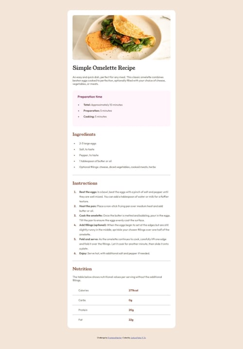 Responsive Recipe Page Using HTML CSS Flexbox coding challenge solution | Frontend Mentor