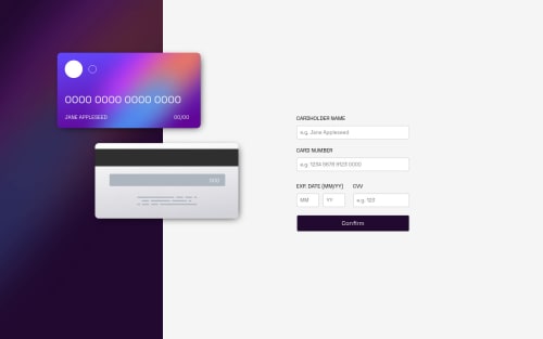 Interactive card details form using Html Css and JavaScript. coding challenge solution