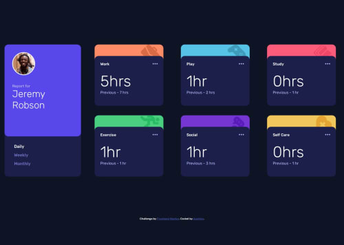 Frontend Mentor | Time Tracking Dashboard using HTML, CSS & Javascript ... Frontend Mentor | Time Tracking Dashboard using HTML, CSS & Javascript ...