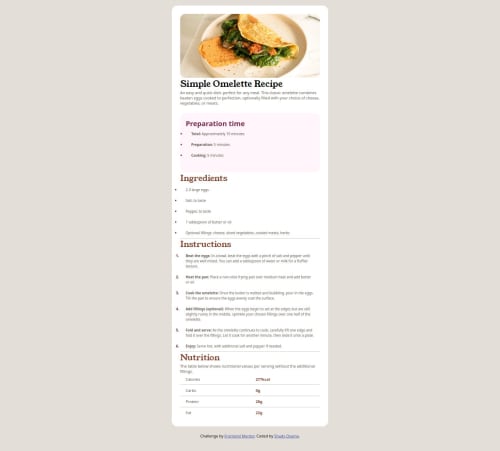 Frontend Mentor | Recipe page using HTML and CSS coding challenge solution