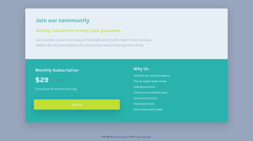 Responsive price grid component using bootstrap 5.2 framework coding challenge solution