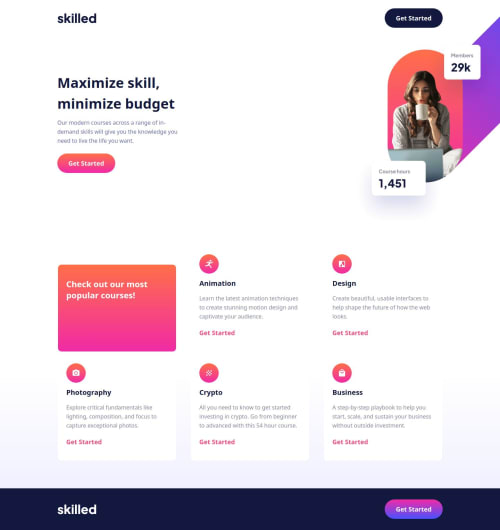 Frontend Mentor | Skilled e-learning landing page solution coding challenge solution