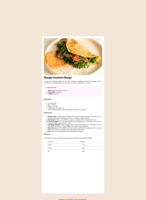 Responsive landing page using flex- Recipe page coding challenge solution
