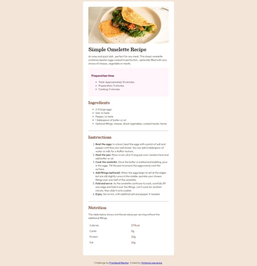 Frontend Mentor | Responsive Recipe Page using HTML and CSS coding challenge solution